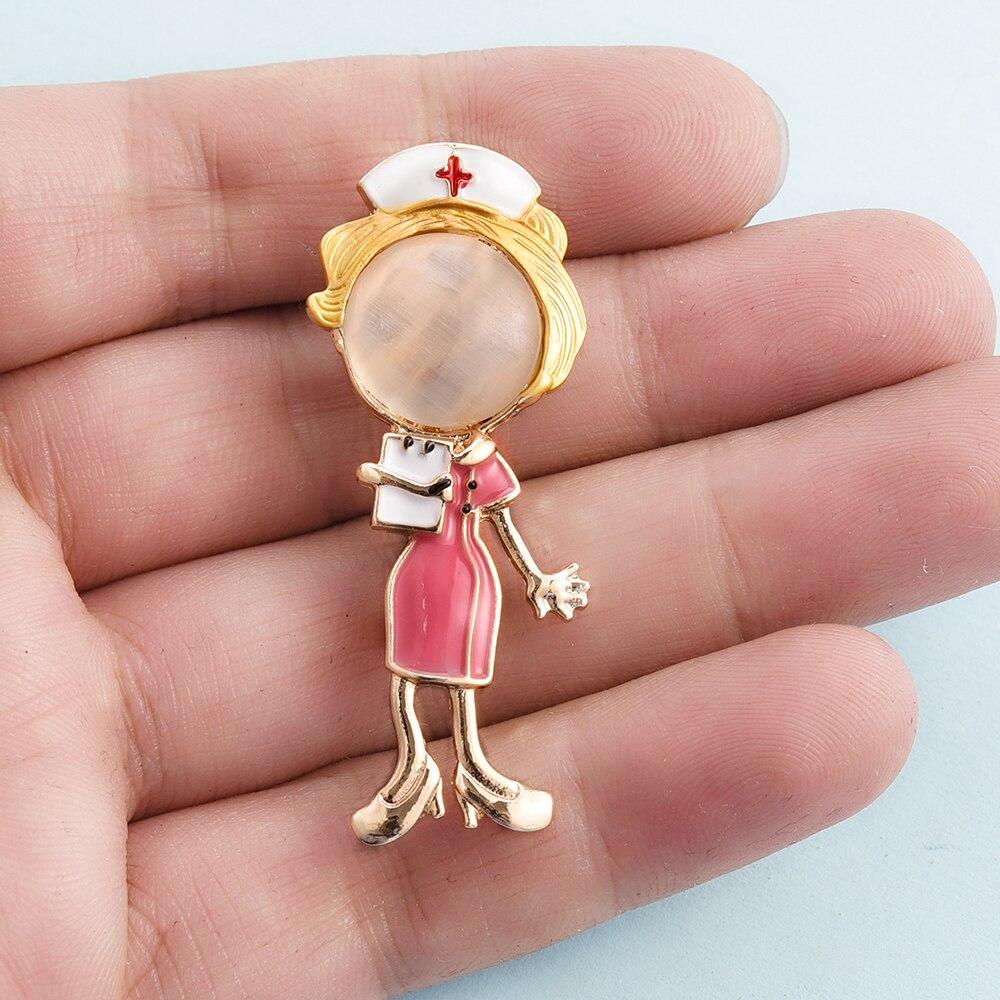 Buy Harong Pretty Girl Nurse Opal Medical Enamel Brooch Pin Cute Badge ...