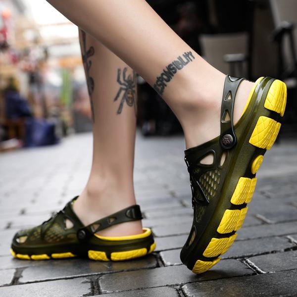 Buy Summer Breathable Sandals Hollow Flat Sandals Beach Shoes Wading ...