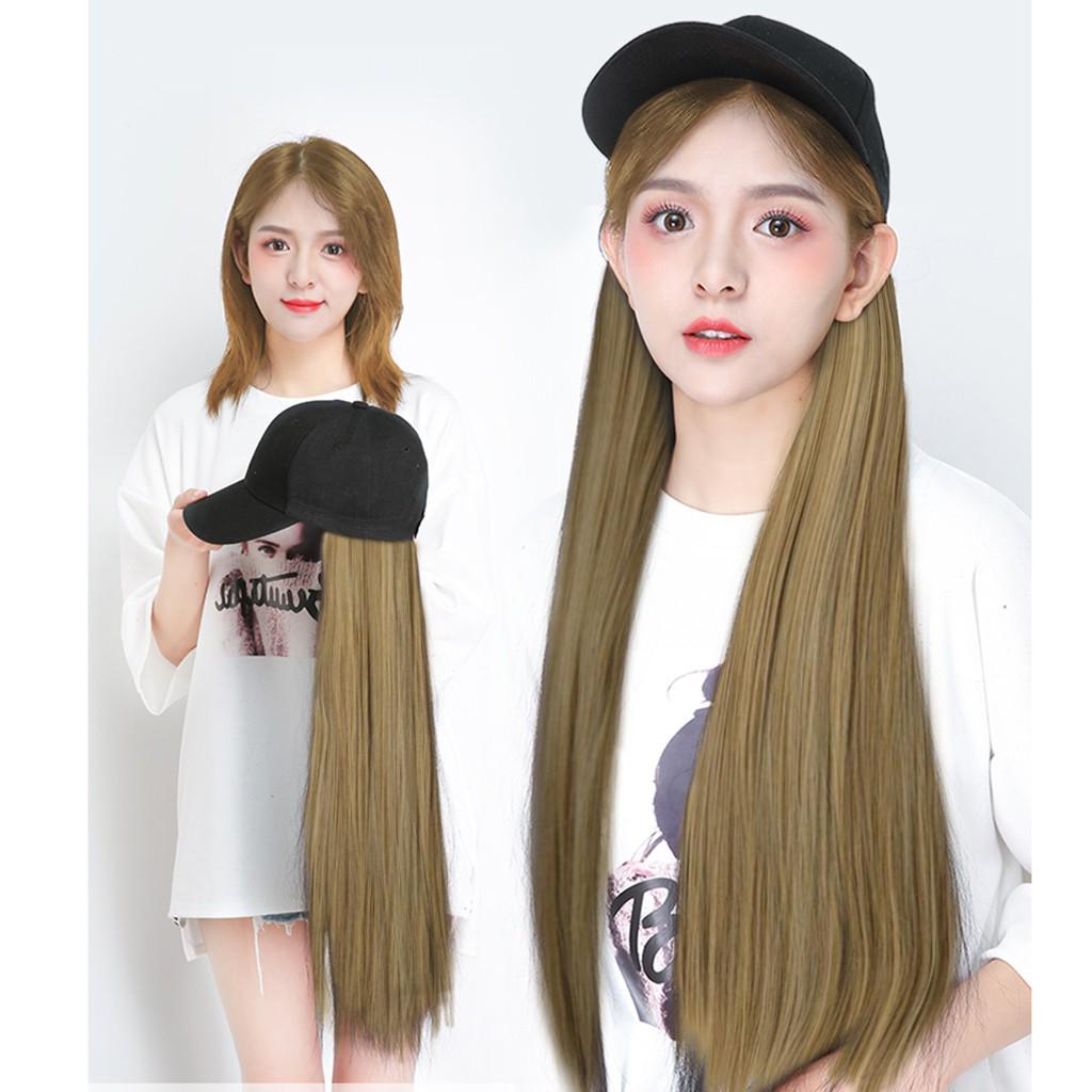 Buy Suki Women Long Straight Wig Cap 30 Inch Long Hair Baseball Cap ...