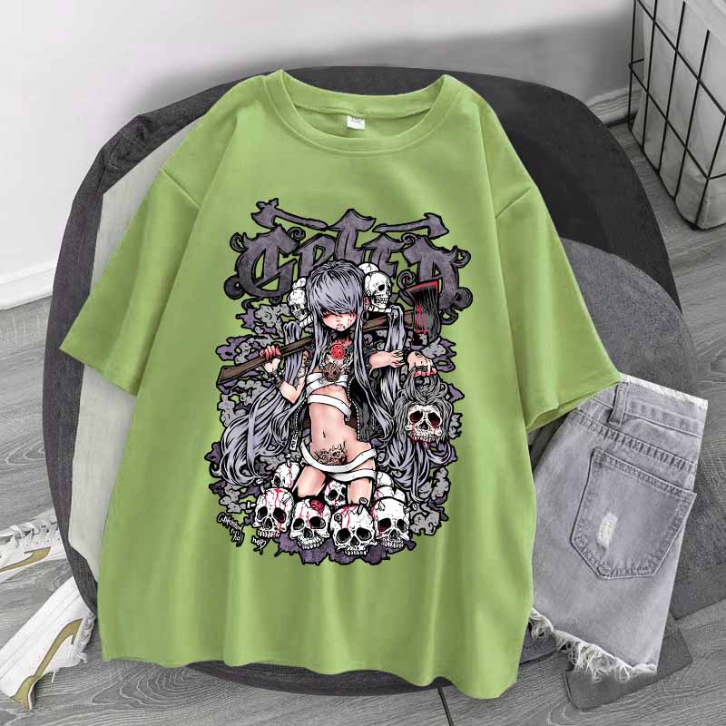 Satın alın Yaz Gotik Giyim Seksi Kadın Gevşek Kadın T-shirt Punk Dark ...