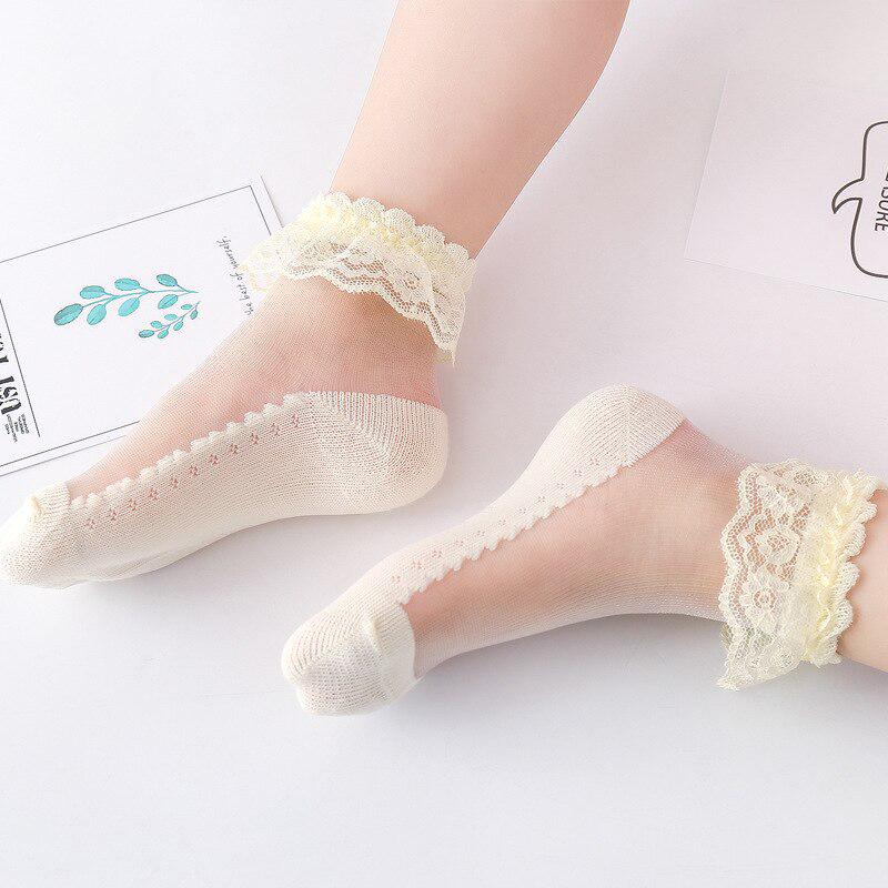 Buy 1 Pair Girls Lace Socks Soft Cotton Socks Ruffled Summer Baby ...