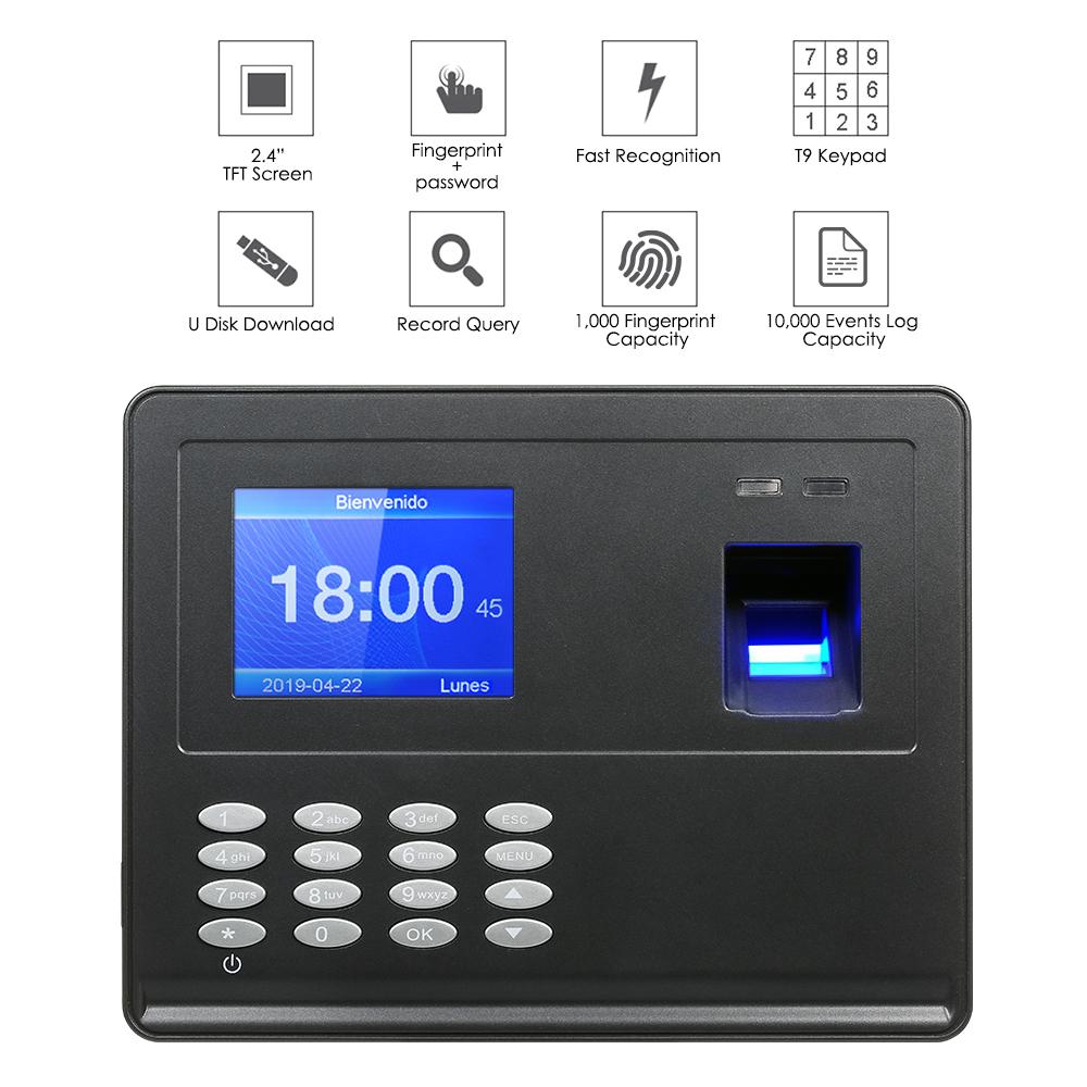 Biometric Fingerprint Attendance Machine 2.8" TFT LCD Display USB ...