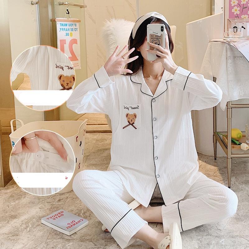 Женская пижама Тонкая чистая хлопок Свободная повседневная пижама с ...