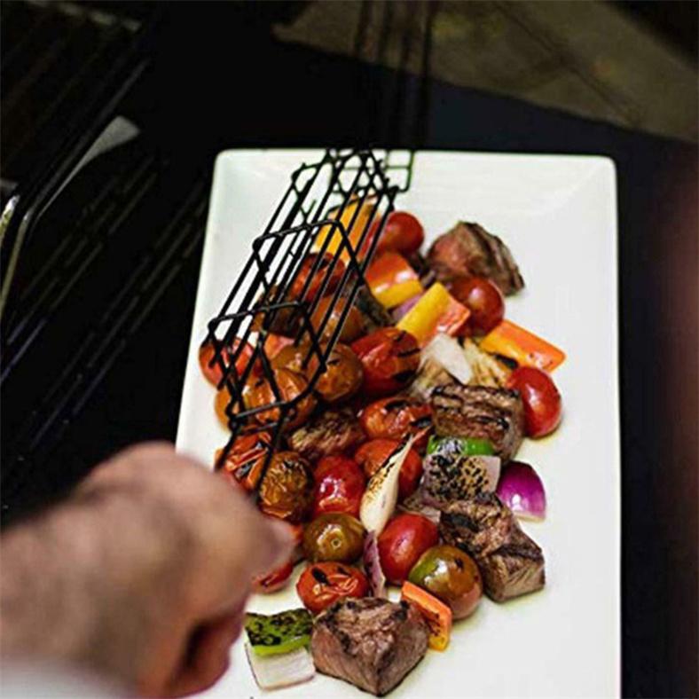 Cheap Log Color Barbecue Mesh Wood Handle Sausage Grill Basket Barbecue ...