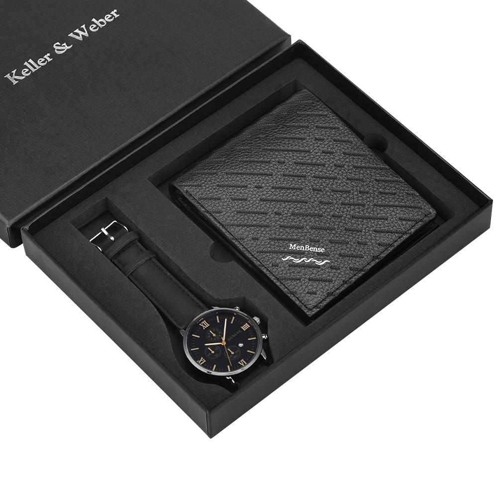 Buy Watch Wallet Set for Men Stylish Minimalist Quartz Wrist Watches ...