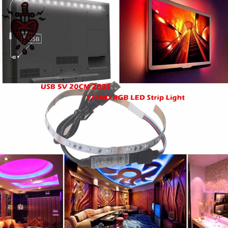 USB 5V 2835 12SMD 20CM RGB LED Strip Light Bar TV Back Lighting Kit-buy ...