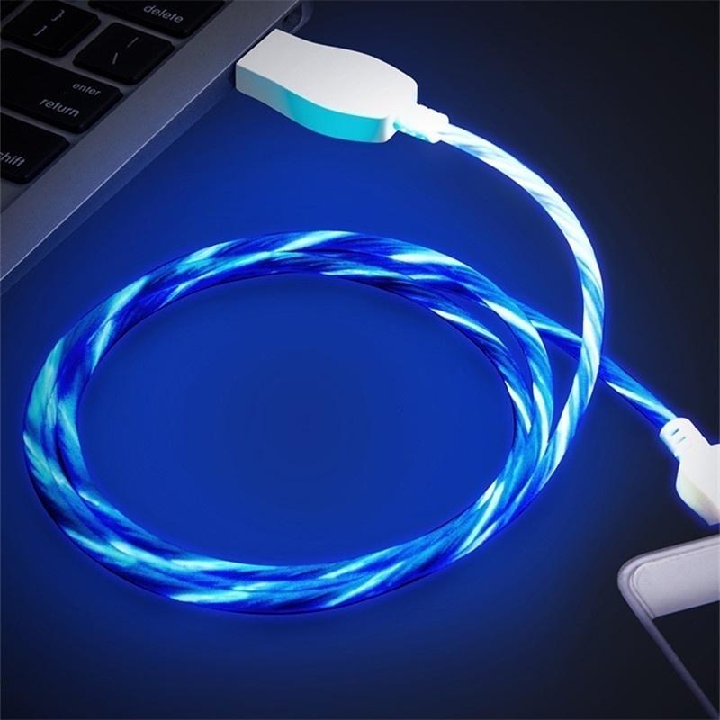 Buy 4 Colors Streamer Data Flowing LED Light Fast Charge Cable Suitable ...