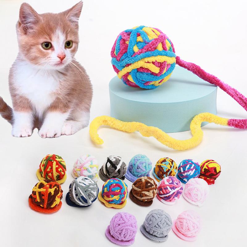 Buy 1PC Pet Chewing Toys Colorful Yarn Balls Cat Interactive Chase ...