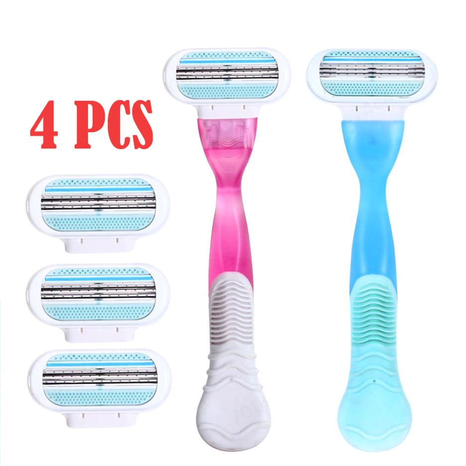 Buy 4 Razor Blades Shaver Handle Replacement Shaving Razor Blades Hair ...