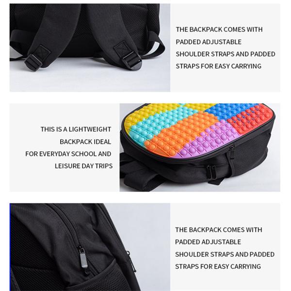 Buy Fidget Backpack Large Capacity Bag Rainbow Silicone Backpacks Pop ...