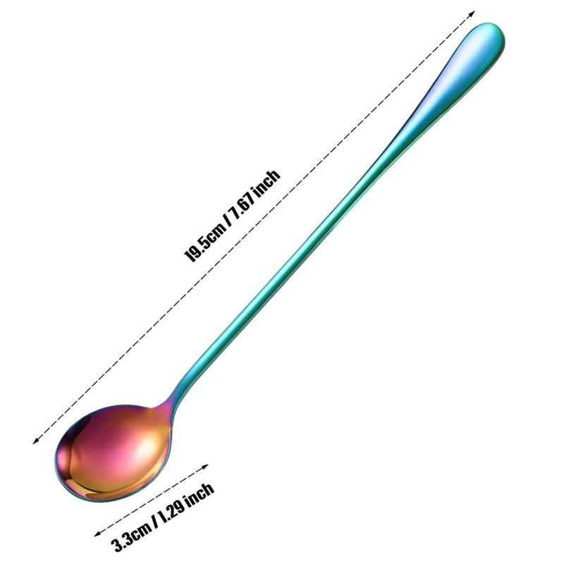 Buy Long Handle Tea Spoon Stainless Steel Coffee Mixing Spoons Teaspoon ...