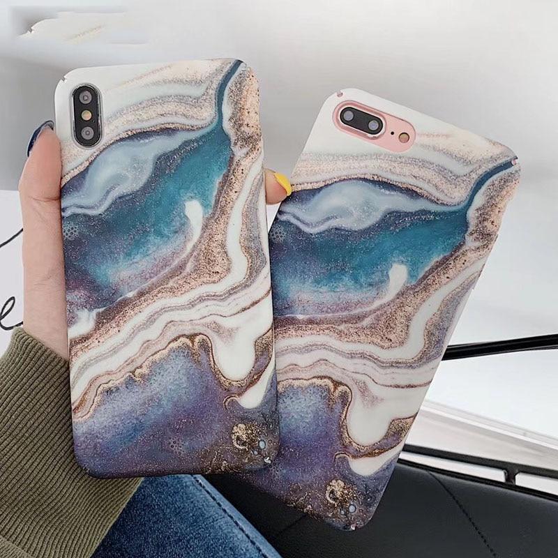 Fashion Gradient Marble Phone Case For iPhone 7 8 X XR XS Max 6 6S 7 8 ...
