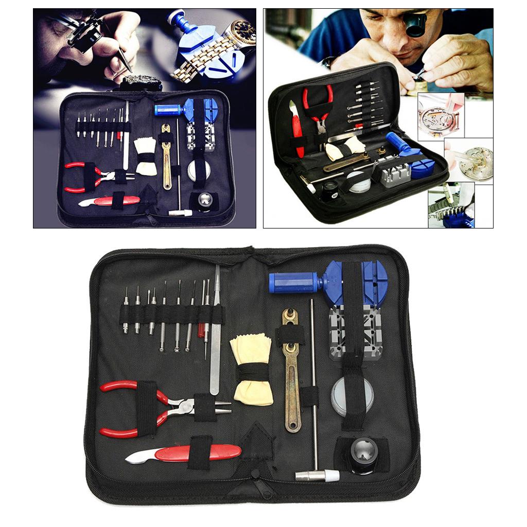 Buy Set of 19 Watch Repair Kit Adjustable Watchmaker Spring Bar Tool ...