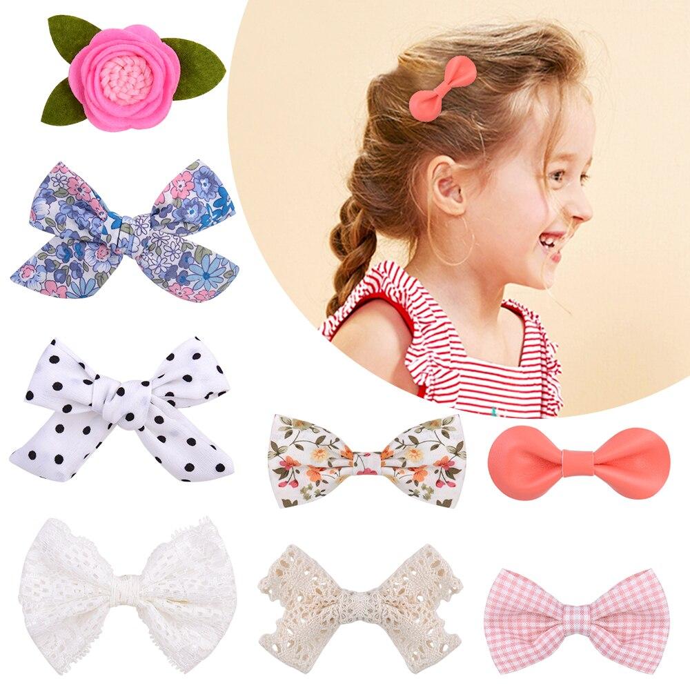 1 Piece Floral Plaid Hair Bows Cute Hair Clip For Kids Girls Boutique ...