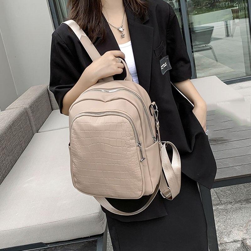 Fashion Girl Backpack Waterproof Travel Backpacks Soft Leather Women ...