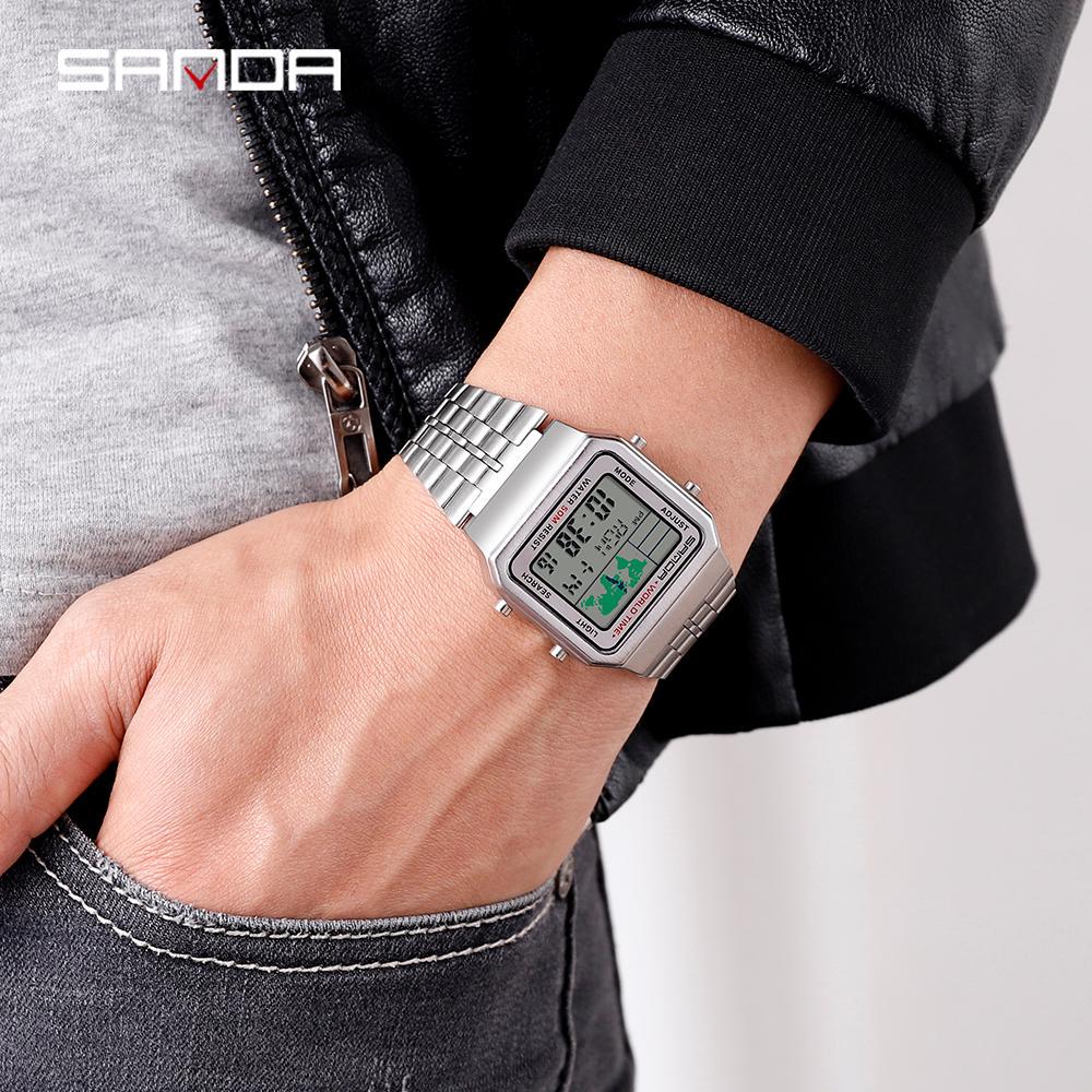 Buy 2021 SANDA Rose Gold Men's Watches Top Brand Luxury LED Digital ...