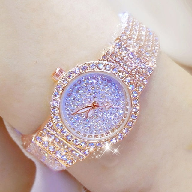Buy Shiny Women Watches Luxury Small Dial Rose Gold Watches Ladies ...