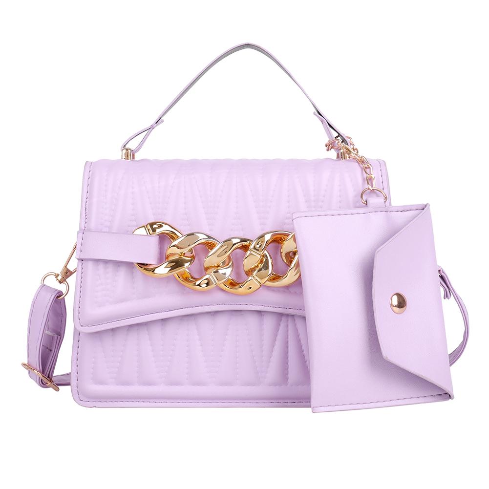 Buy Women PU Leather Chain Handbag with Mini Purse Small Composite Bag ...
