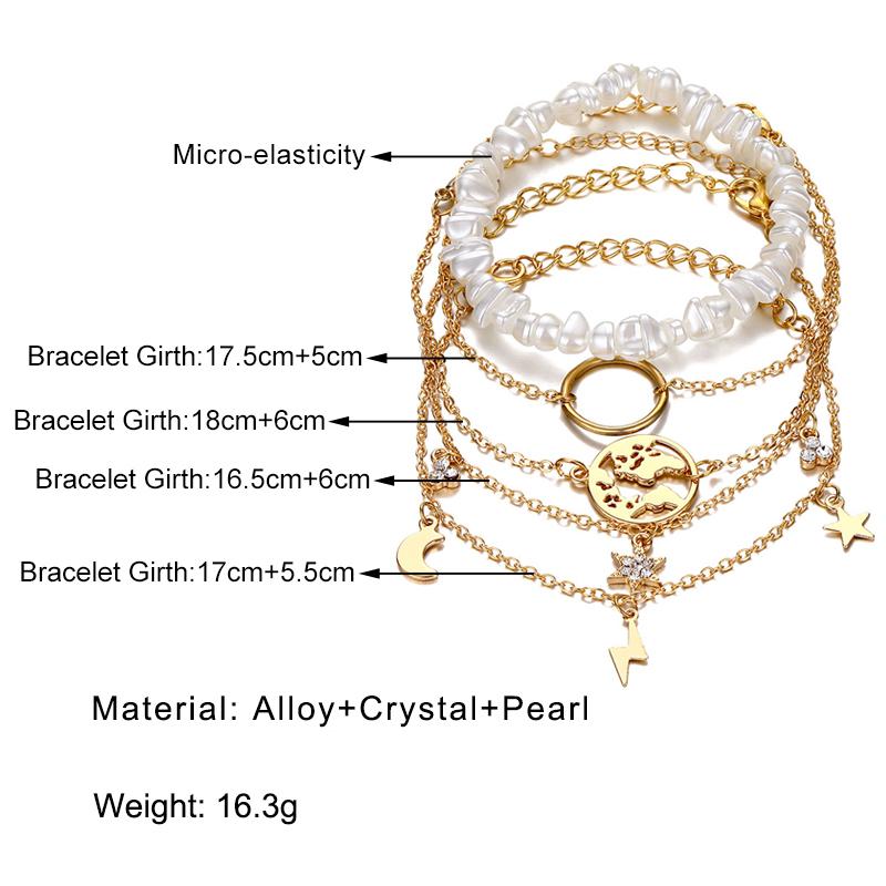 Multi-layer Bracelet Set Multi-layer Pearl Crystal Star and Ground ...