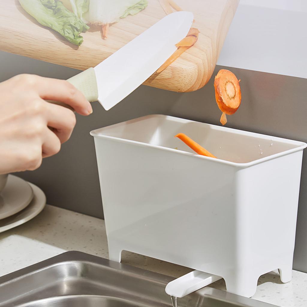 Portable Plastic Trash Bin Kitchen Drain Trash Can Waste Storage Box ...