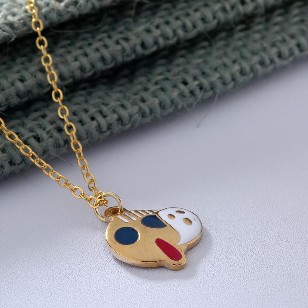 1 pcs Lost Soul Afraid Face Emoji Pattern Necklaces Link Chain Collars ...