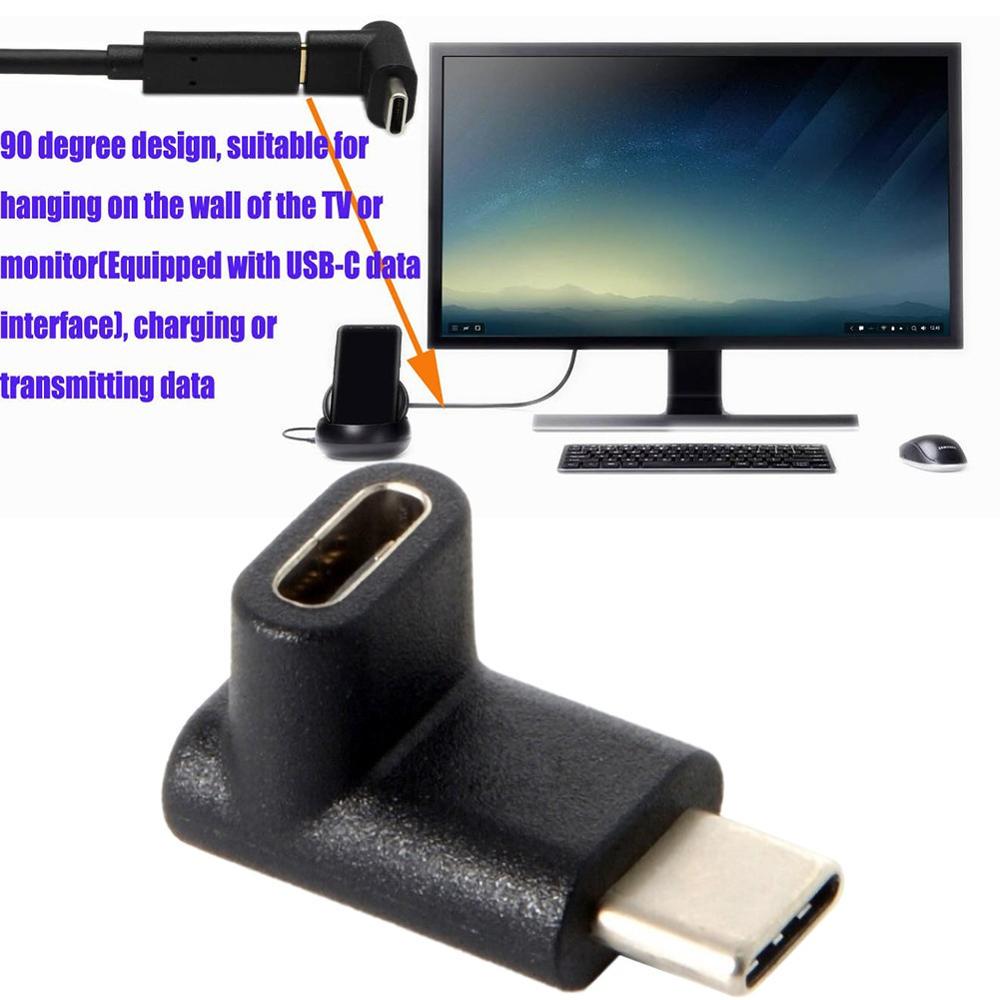 Buy 90 Degree USB-C Angle Adapter, Type-C Male To Female Converter ...
