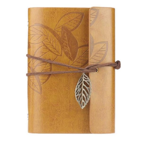 Vintage Style Leaf Leaves Pattern PU Cover Loose-leaf String Bound ...