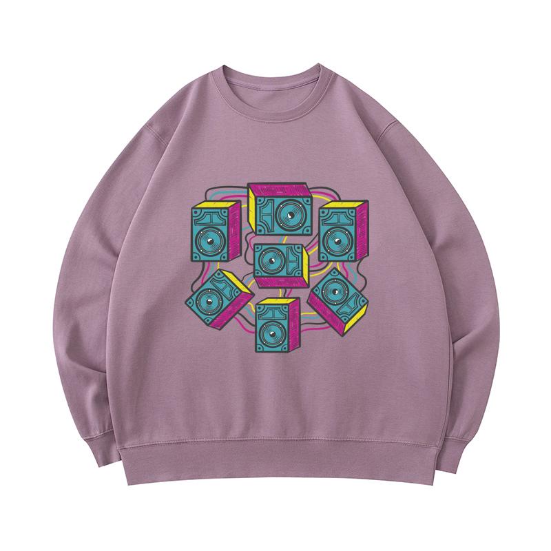 Buy Men's 300 GSM 100% Cotton Sweatshirt Music Lovers Speakers Colorful ...