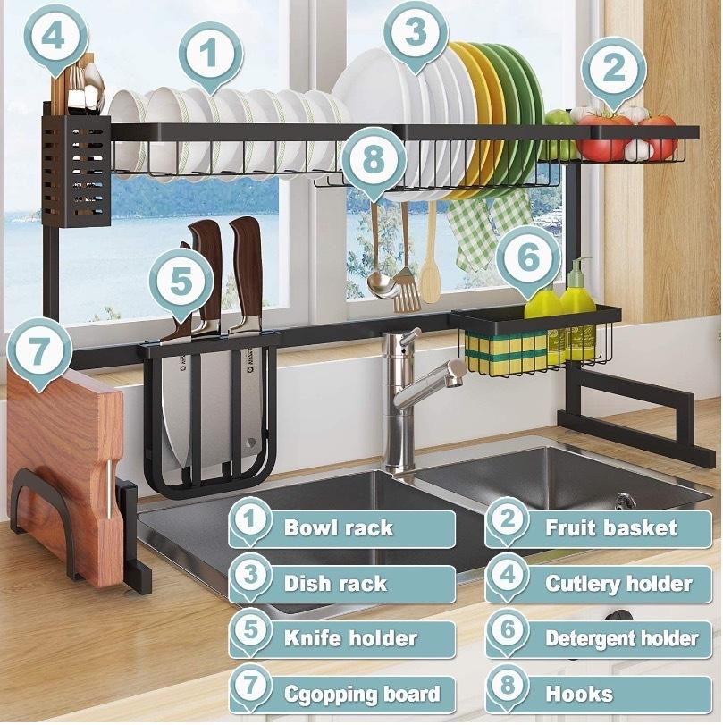 Buy Width Adjustable 65-85CM/85-105CM Option Stainless Steel Dishes ...