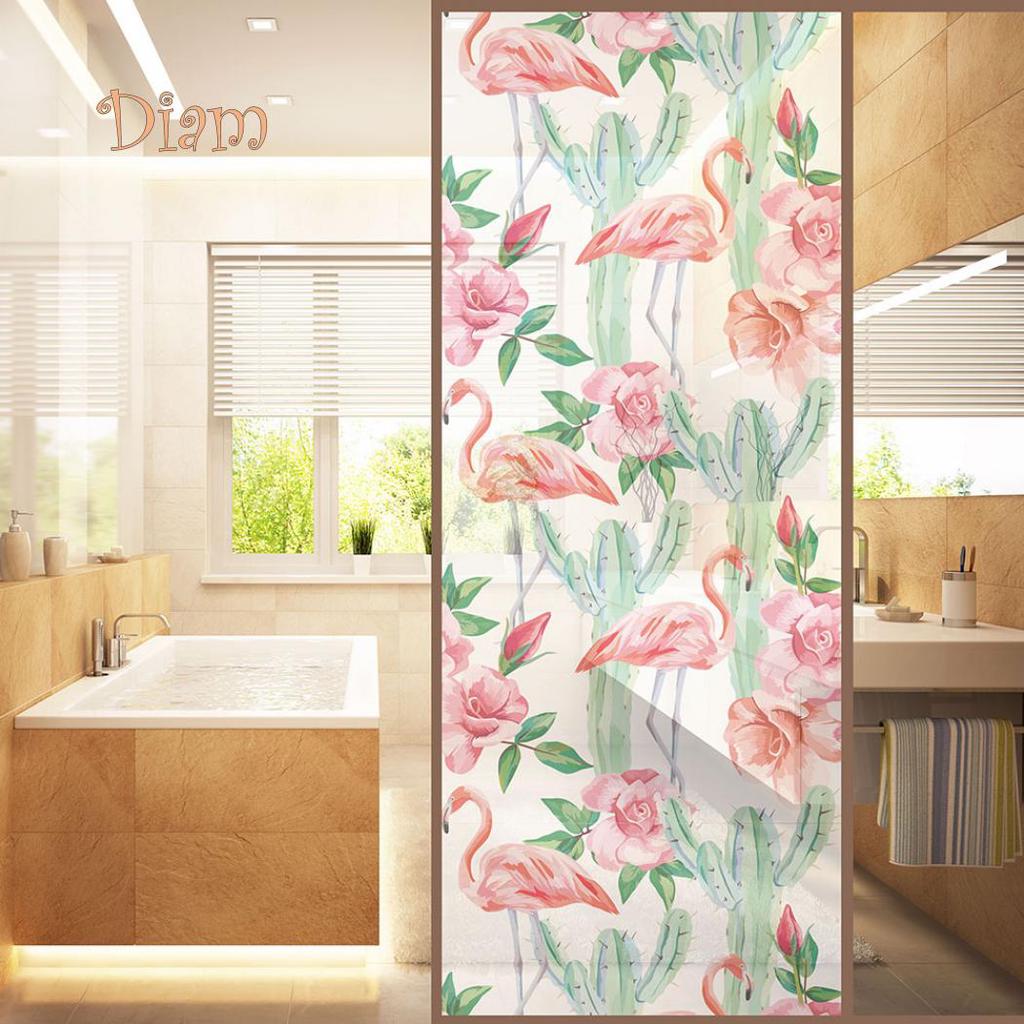 Lachepper Modern Tropical Flamingo Leaves Window Film Static Cling No ...