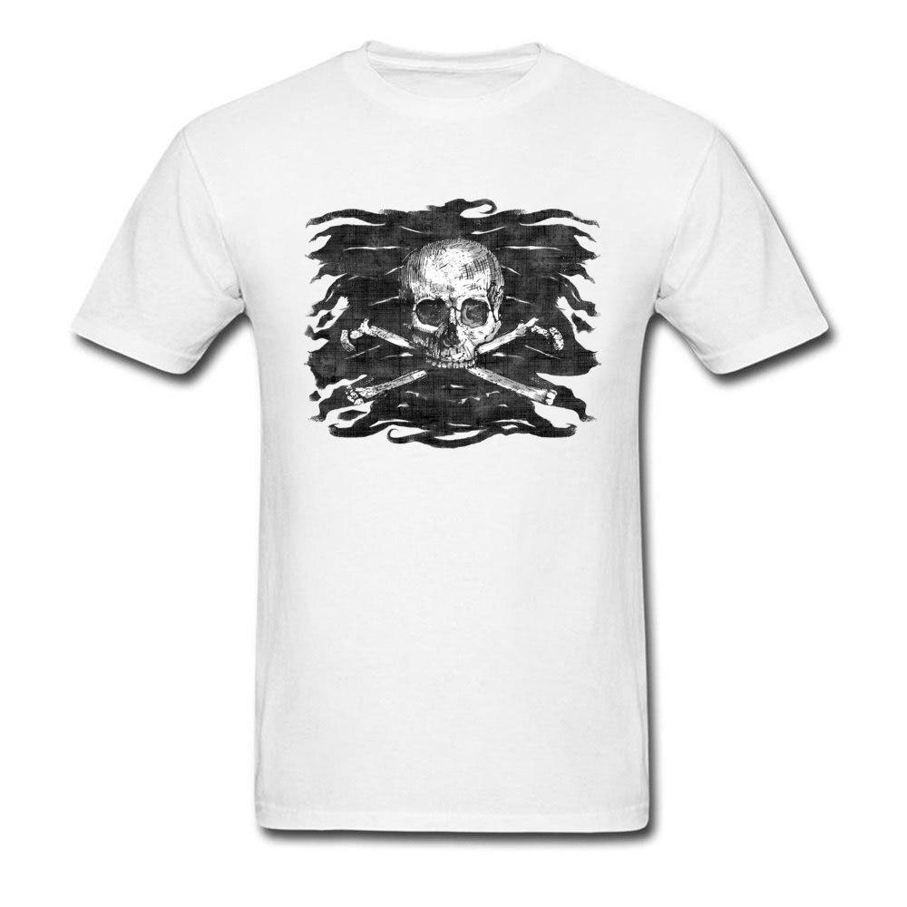 Buy Old Skull T-Shirt Men Crossbones T Shirt Popular Pirate Flag Print ...