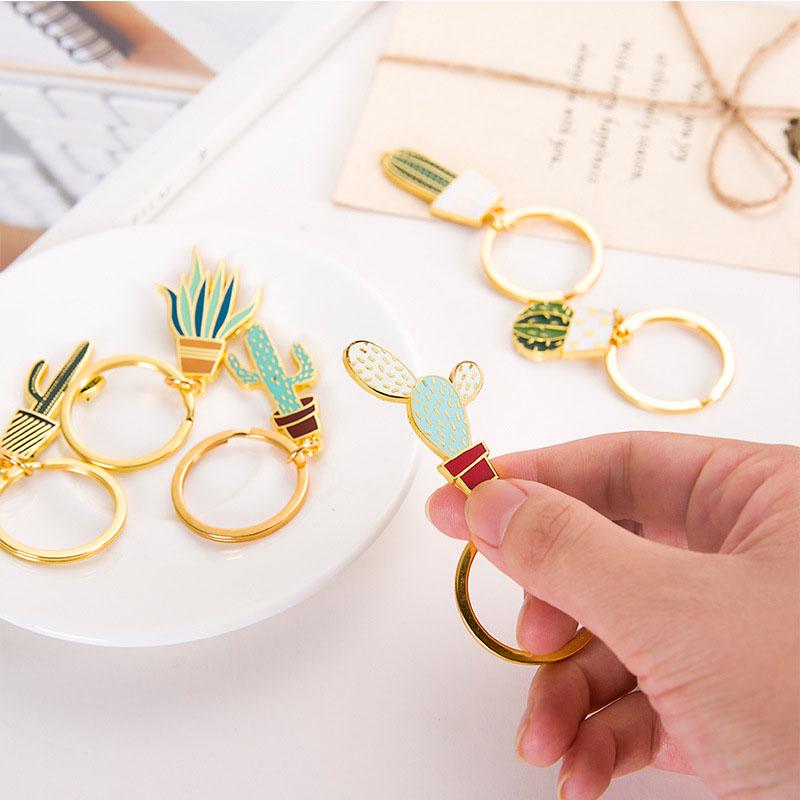Buy Cactus Keychains Women Succulent Potted Plants Shaped Keychain ...