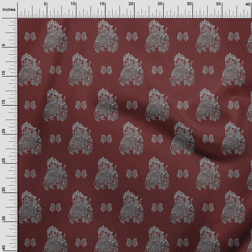 Cheap oneOone Cotton Flex Maroon Fabric Paisley|Human & Elephant Block ...