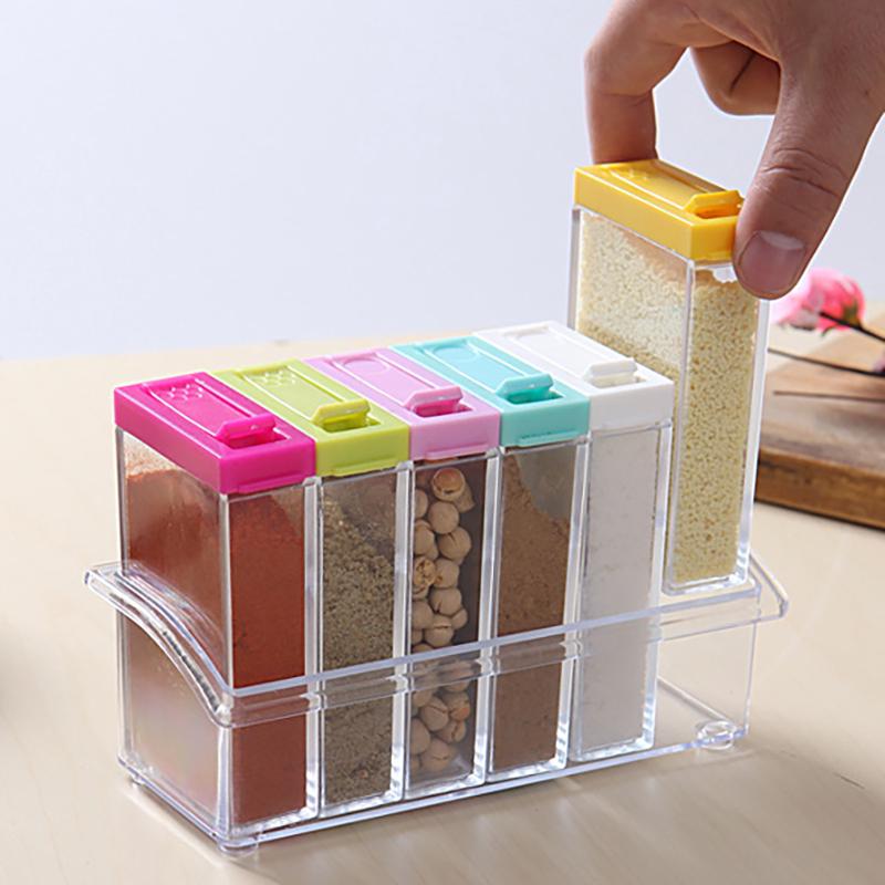 Buy 6pcs/Set Salt Spice Jar Spices Storage Box Transparet Plastic ...