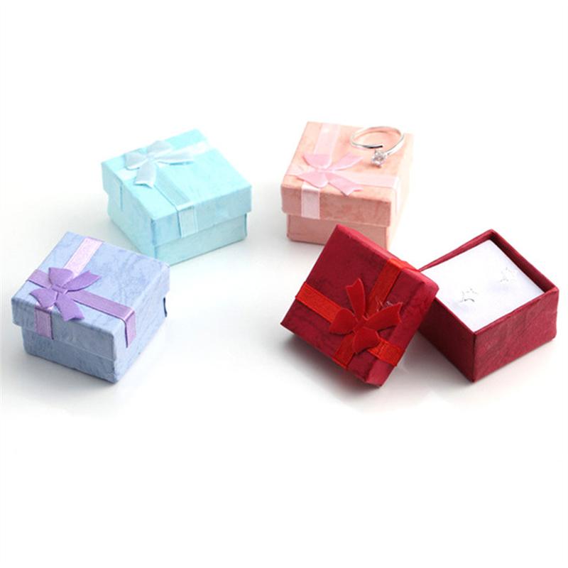 Buy 5pcs Square Small Gift Box with Bowknot Decor for Ring Earrings ...