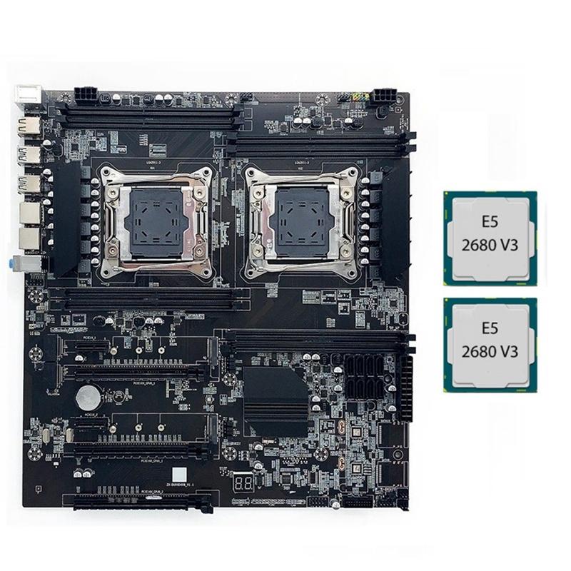 Cheap X99 Motherboard Dual-Socket LGA 2011-3 with Intel E5-2680 V3 CPU ...