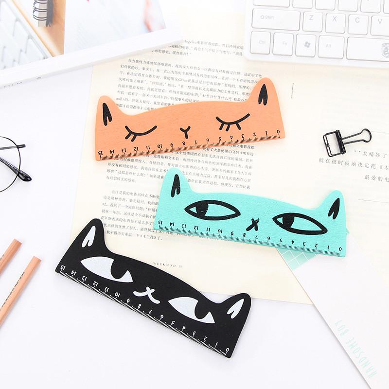 Buy 15cm Cute Cartoon Cat Parallel School Straight Ruler for Painting ...