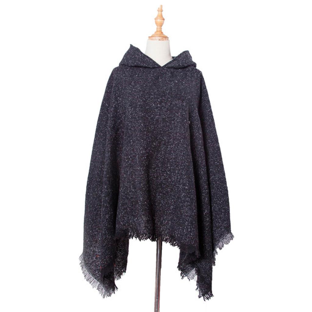 Buy Womens Warm Long Shawl Wraps Large Scarves Knit Hooded Cloak Tassel ...