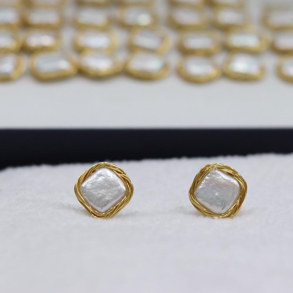 Satın alın Square winding pearl earring gemstone charms for elegant ...
