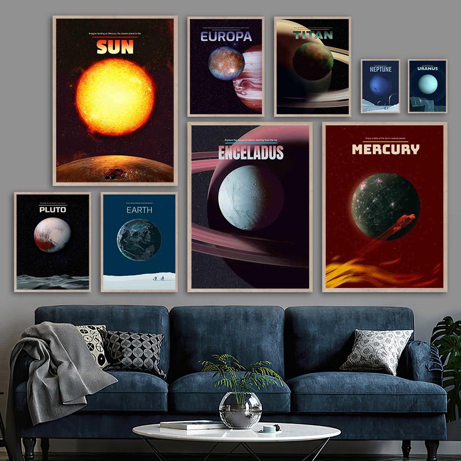 Satın alın Sun Pluto Earth Mercury Neptune Uranus Wall Art Canvas Painting Nordic Posters and ...