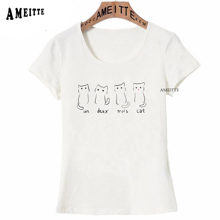 Buy One Two Three Cat Funny Print T Shirt Summer Women T Shirt Cute ...