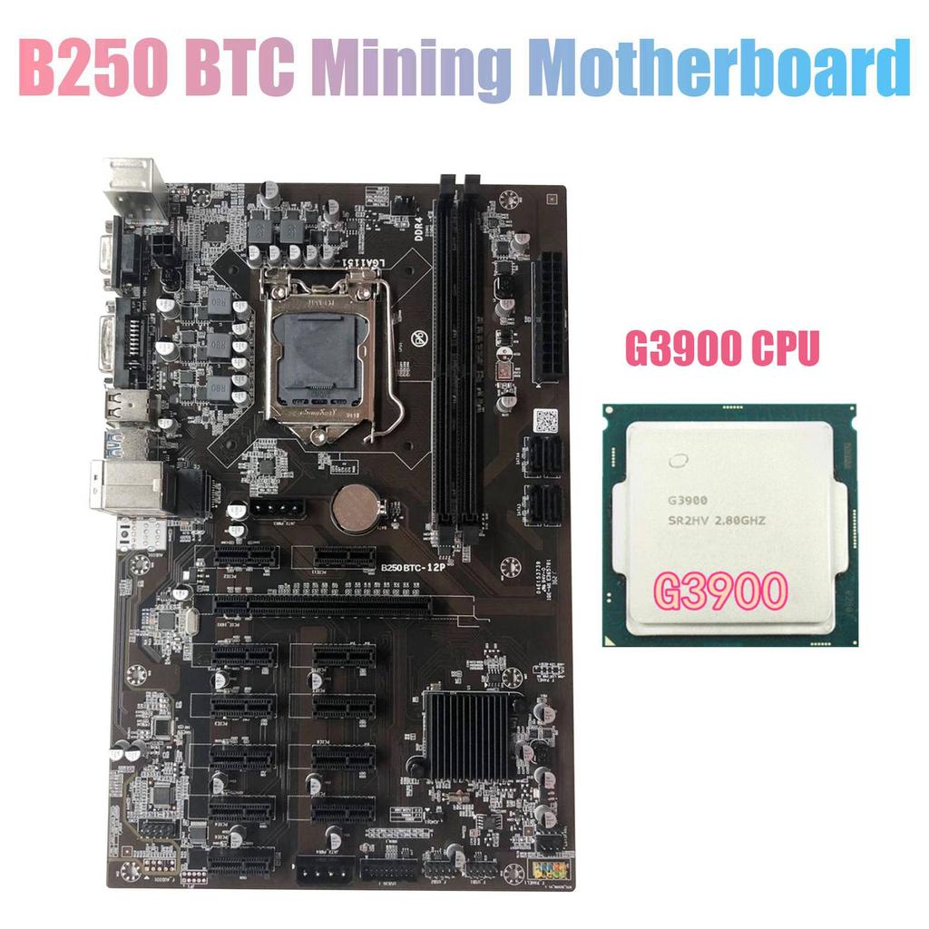 B250 BTC Mining Motherboard with G3900 CPU Processor Supports DDR4 LGA ...
