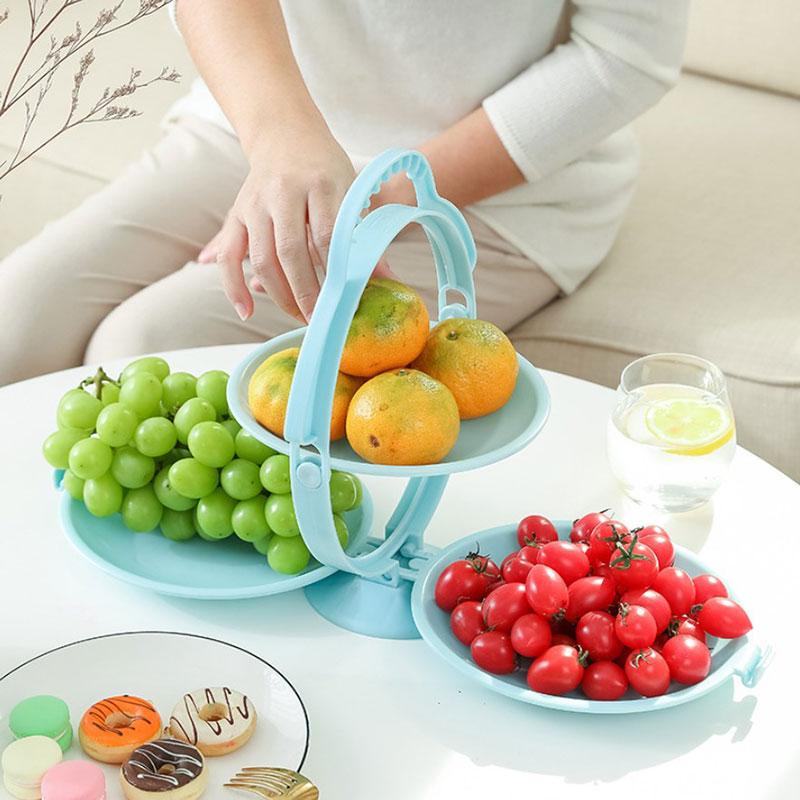 Buy Candy Dish Foldable Three Layer Fruit Snack Plate Modern Dried ...