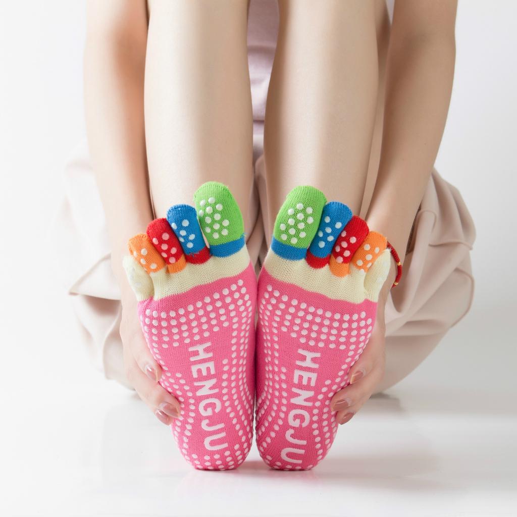 Buy Women Toe Socks Rainbow Non-Slip Cotton Breathable Fashion Yoga ...