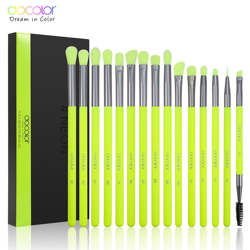 Docolor 15PCS Makeup Brushes Set Eye Shadow Blending Eyeliner Eyebrow ...
