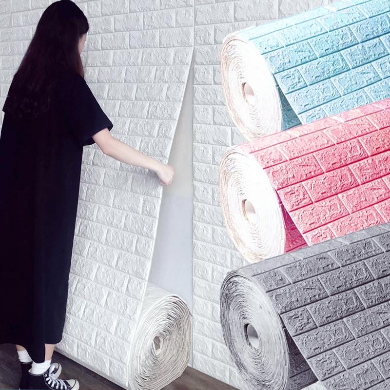 Satın alın 3D Brick Wall Stickers Bedroom Decor Self-Adhesive Wallpaper ...
