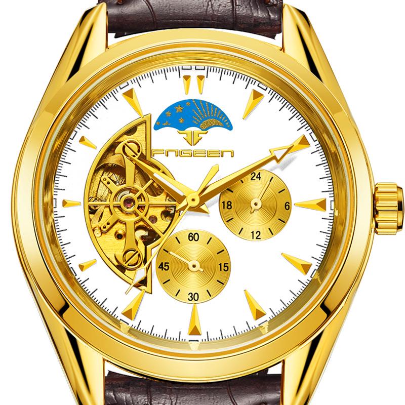 Buy Fashion Semi-Automatic Mechanical Watch Skeleton See-through Dial ...