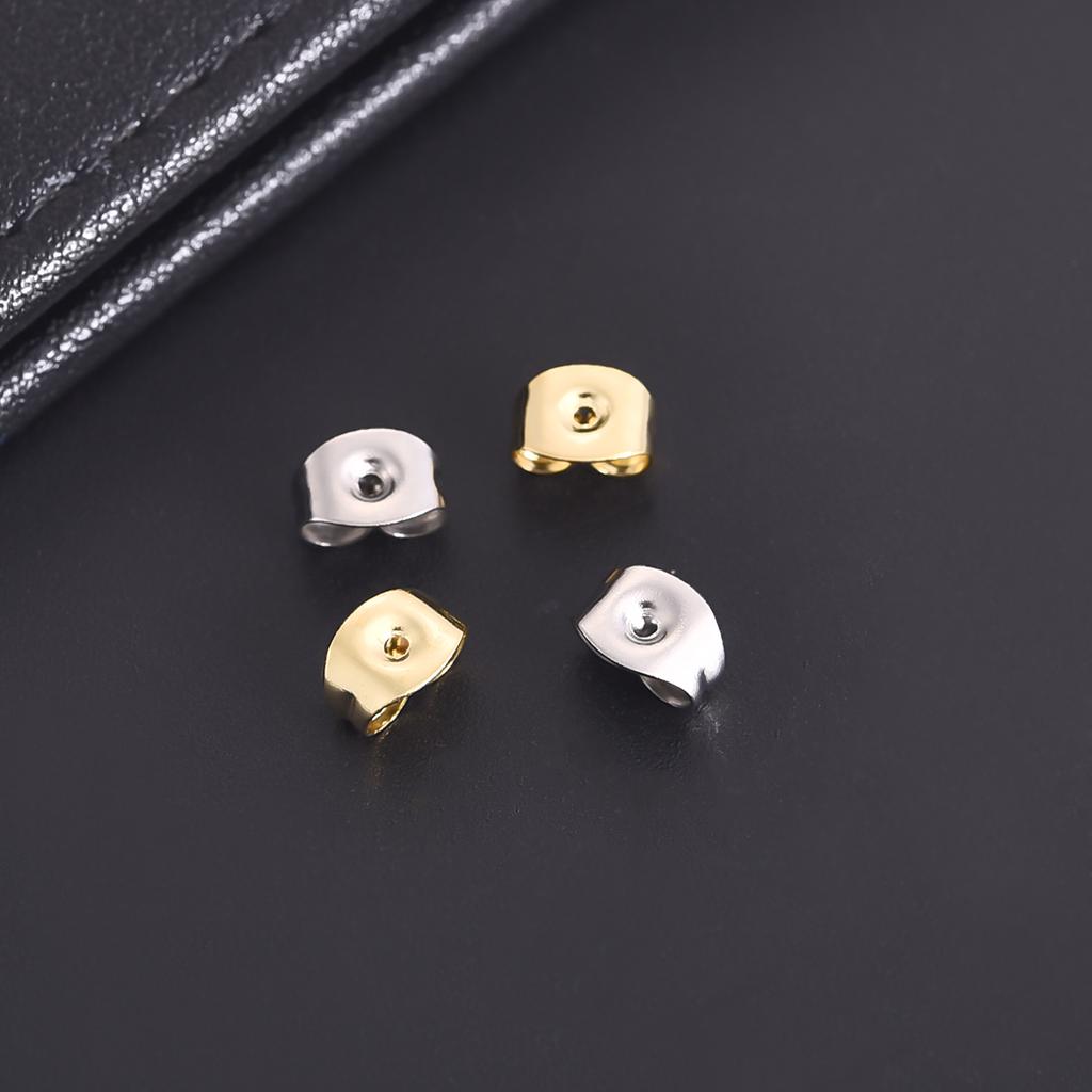 50 Pieces of gold and silver two-color large Stainless steel ear plugs ...