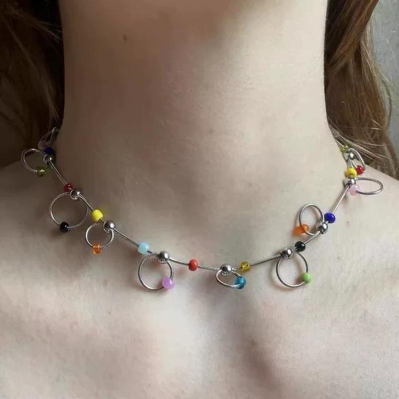 Buy Ins Color Beaded Ring Necklace Clavicle Chain at affordable prices ...