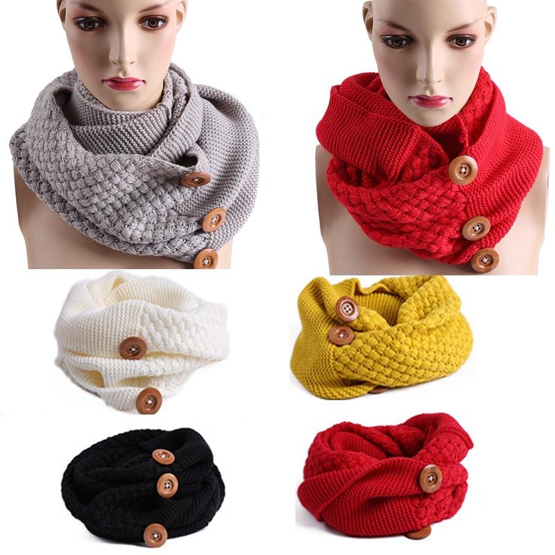 Buy European and American Women Fashion Style Scarf Winter Warm Button ...